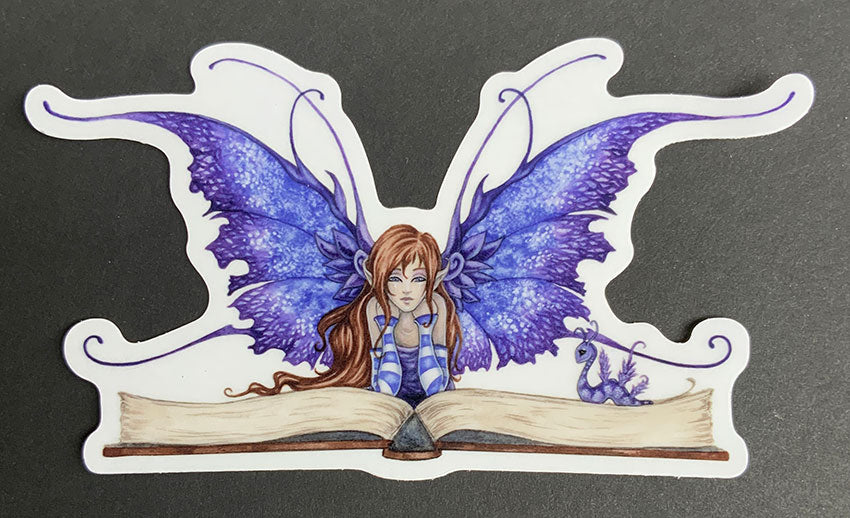 LARGE CLEAR STICKER - Book Fairy – Amy Brown Art